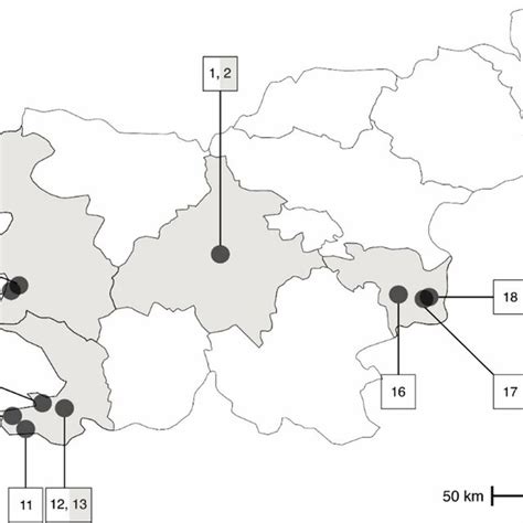 Sampling Locations And Their Geographical Distribution Dots Represent Download Scientific