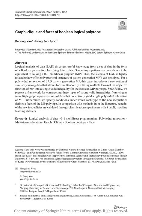 Graph Clique And Facet Of Boolean Logical Polytope Request Pdf