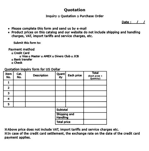 Quotation Template Printable Mous Syusa