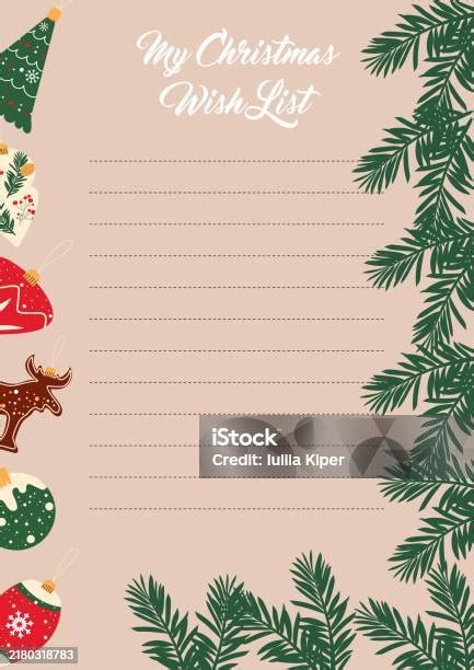 크리스마스 위시리스트 템플릿입니다 공예 베이지 색의 배경에 손으로 그린 디자인 리스트에 대한 스톡 벡터 아트 및 기타 이미지 리스트 크리스마스 12월 Istock