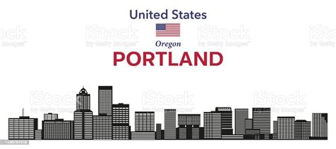 Portland Skyline Silhouette Vector Illustration Stock Illustration Download Image Now