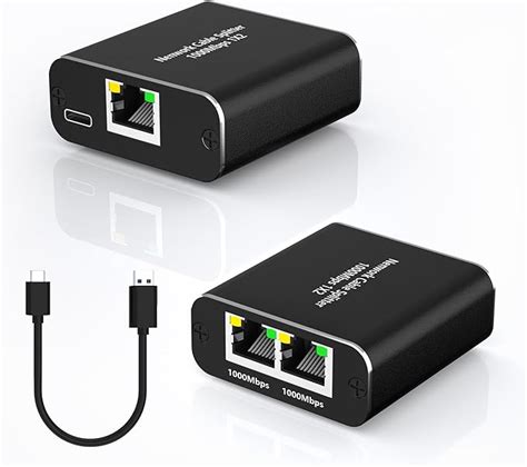 Ethernet Splitter High Speed 1 To 2 Rj45 1000mbps Ethernet Splitter With Usb Power