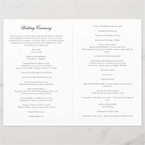 Green Catholic Wedding Mass Ceremony Program Catholic Wedding