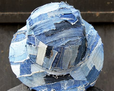 Patchwork Denim Bucket Hat 24 61 Cm Hipster Hippie Jeans Fedora Hat Trend Denim Festival Look