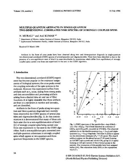 Pdf Multiple Quantum Artifacts In Single Quantum Two Dimensional