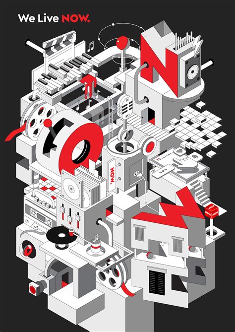 네이버 나우 아이소메트릭 포스터 Naver Now Isometric Graphic Poster Behance