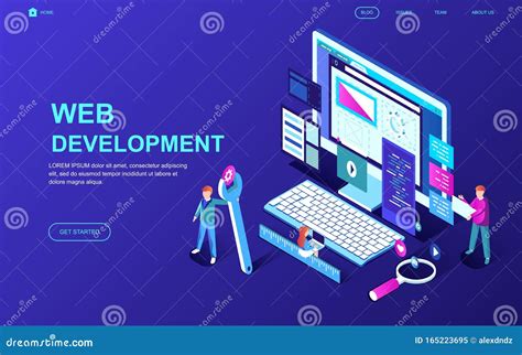 Modern Flat Design Isometric Concept Of Web Development Decorated People Character For Website
