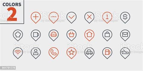 위치 픽셀 완벽 한 잘 만들어진 벡터 선 아이콘 48 X 48 웹 그래픽 및 편집 가능한 획 애플 리 케이 션에 대 한 24 X 24 격자에 대 한 준비 최소한의 간단한