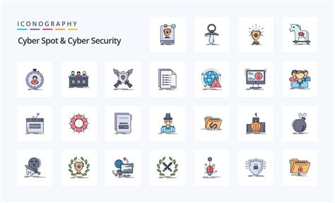 25 Cyber Spot And Cyber Security Line Filled Style Icon Pack 19733358 Vector Art At Vecteezy