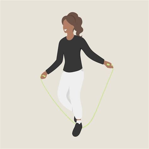 Premium Vector A Girl Skipping Rope Exercise Sport