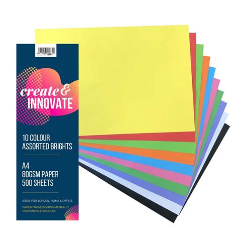 Supplyme Create And Innovate Colour Paper A4 80gsm Pack Of 500 10 Colours