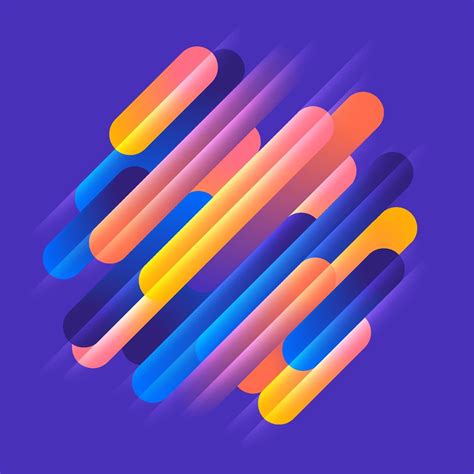 Various Colored Rounded Shapes Lines In Diagonal Rhythm Vector