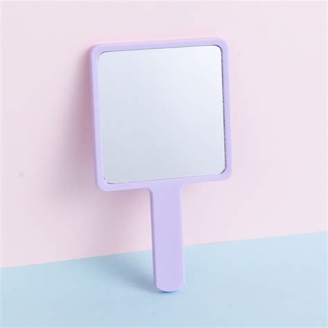 กระจกแต่งหน้า ด้ามจับ ถือสะดวก สีม่วงด้าน พาสเทล กระจก Shopee Thailand