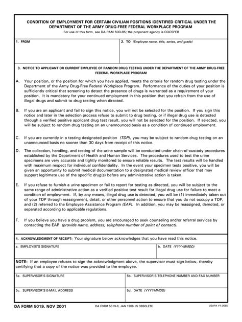 Da Form 5016 Fillable Printable Forms Free Online