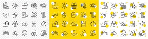 Outline 360 Degree Star And Scarf Line Icons For Web App Vector