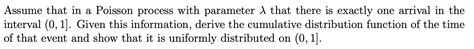 Solved Assume that in a Poisson process with parameter λ Chegg