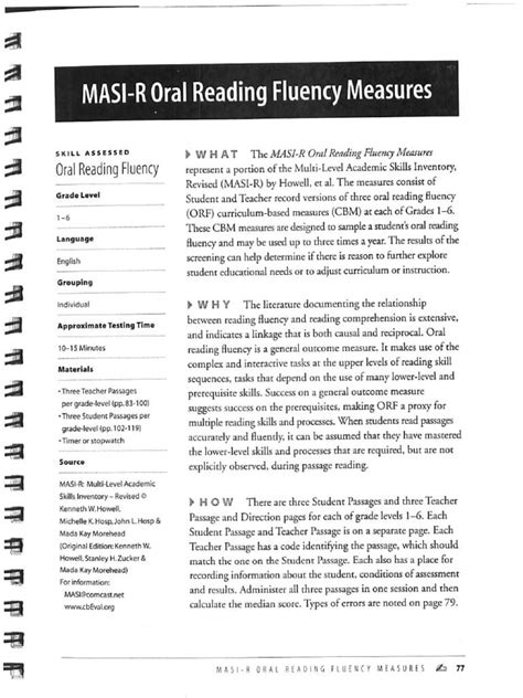 Fluency Assessment Oral Reading Fluency Reading Fluency Fluency
