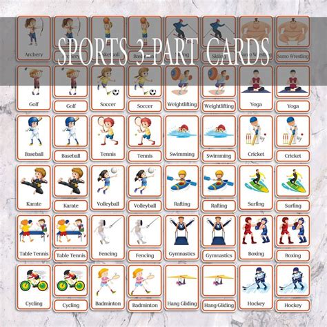 Sports Flash Cards Montessori Early Learning Pdf Printable Etsy