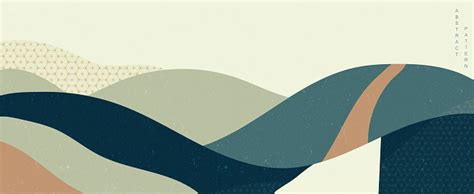 동양 스타일의 추상적 인 배경입니다 자연 요소 배너 일본식 벡터가 있는 기하학적 패턴입니다 아트 가로 템플릿입니다 산악 숲 레이아웃 디자인입니다 0명에 대한 스톡 벡터 아트