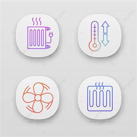 Air Conditioning App Icons Set Illustration Cooler Ux Vector