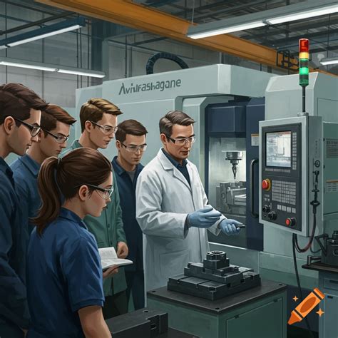 Manufacturing Training Class Observing A Machine Tool On Craiyon