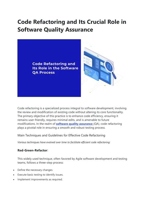 PPT Code Refactoring And Its Crucial Role In Software Quality Assurance PowerPoint