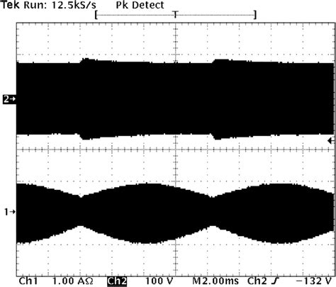 Measured Waveforms Of The Lamp Voltage Upper Trace 100 Vdiv And