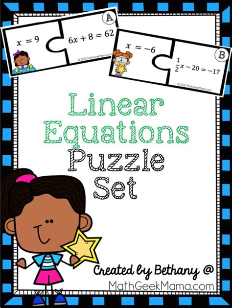 Linear Equations Puzzles Free Practice Set Math Geek Mama Linear Equations Solving Linear