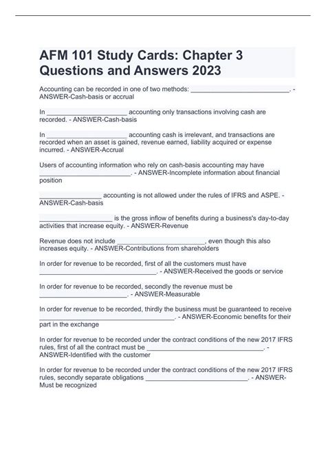 AFM 101 Study Cards: Chapter 3 Questions and Answers 2023 - AFM 101 ...