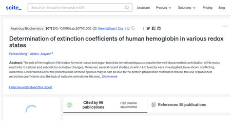 Determination Of Extinction Coefficients Of Human Hemoglobin In Various