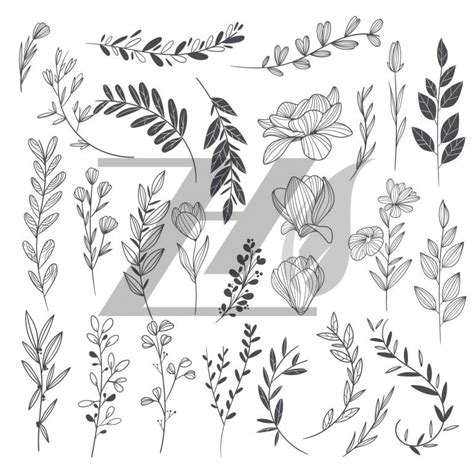 دانلود وکتور انتزاعی گل و برگ طراحی شده با دست دانلود رایگان فایل