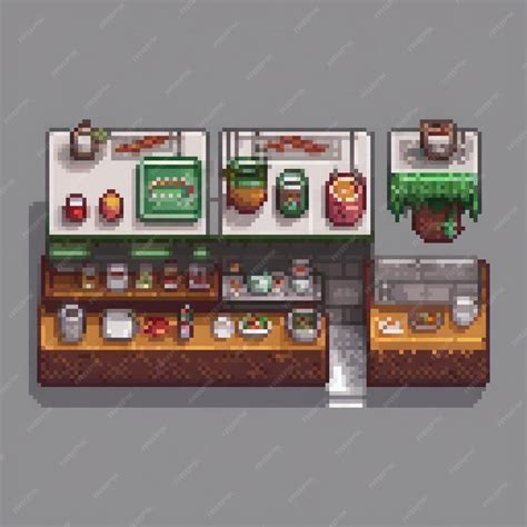 Pixel Art Of A Vintage Grocery Store Perfect For Retrothemed Decor