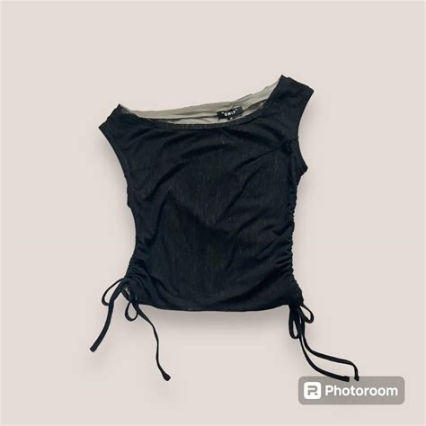 UNIF Apoc Asymmetrical Top Ruched Adjustable Depop UNIF Apoc Asymmetrical Top Ruched Adjustable Depop