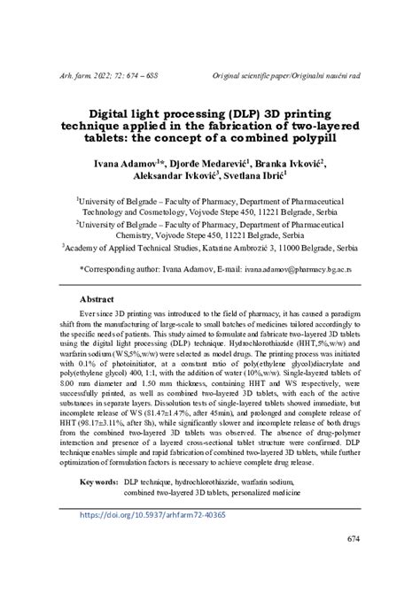 Pdf Digital Light Processing Dlp 3d Printing Technique Applied In The Fabrication Of Two