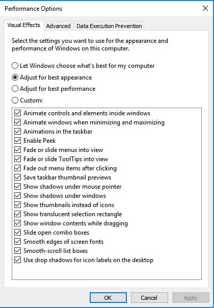 Visual Effects Under Performance Options Via Powershell General Visual Effects Under Performance Options Via Powershell General