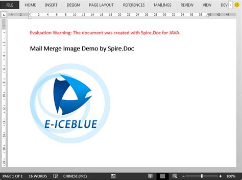 how to mail merge image in word in java