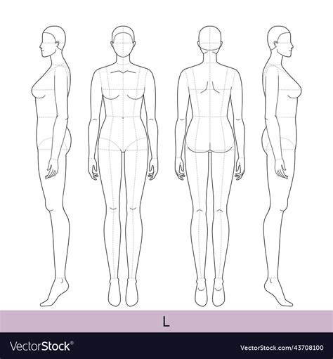 Female Fashion Croquis 9 Head Size Royalty Free Vector