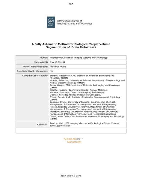 Pdf A Fully Automatic Method For Biological Target Volume