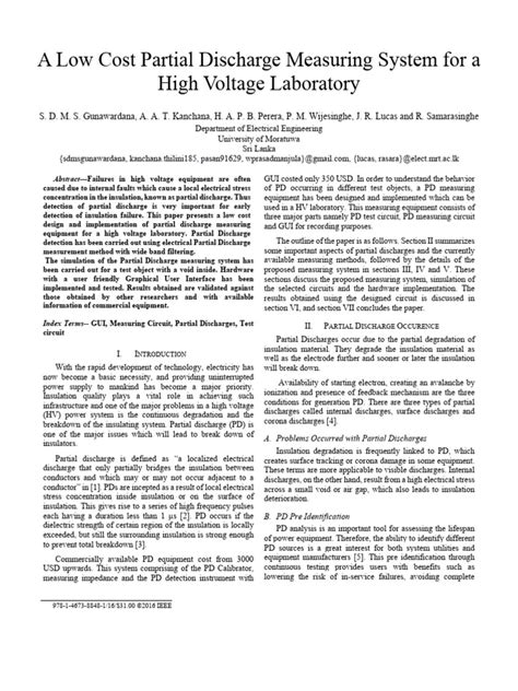 Alowcostpartialdischargemeasuringsystemforahighvoltagelaboratory Pdf