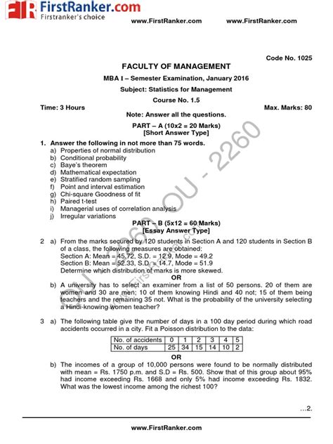 ou osmania university mba 2016 1st semester jan 1025 sm