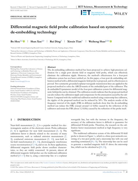 Pdf Differential Magnetic Field Probe Calibration Based On Symmetric De‐embedding Technology