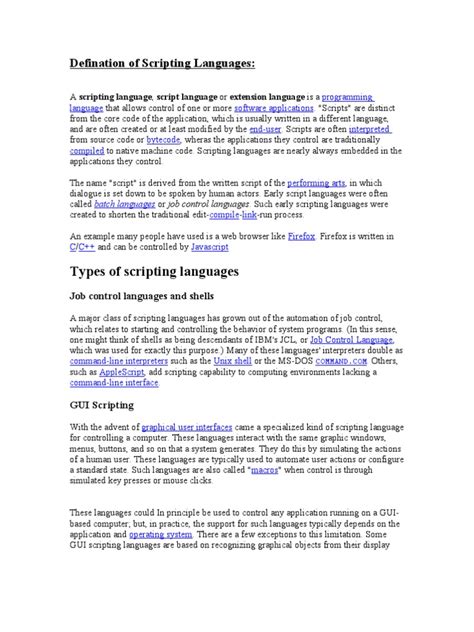 Types Of Scripting Languages Pdf Scripting Language Hypertext