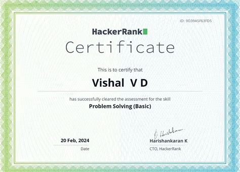 Vishal V D On Linkedin Hackerrank Problemsolving Coding