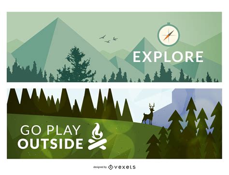 Descarga Vector De 2 Carteles O Marcos De Ilustración De Bosque Al Aire
