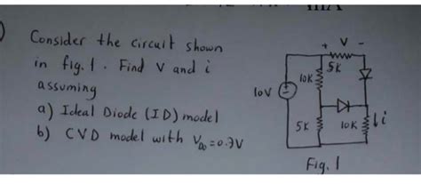 solved consider the circuit shown in fig 1 ﻿find v ﻿and i