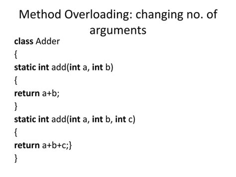Method Overloading PPTX Programming Languages Computing