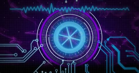 Image Of Scope Scanning And Data Processing Over Computer Circuit Board Stock Illustration