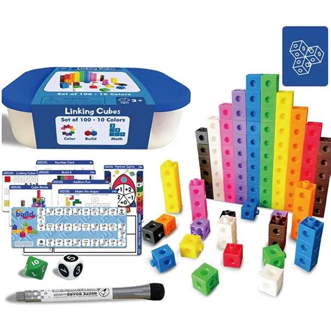 Math Linking Cubes Set With Cards And Marker Whygr
