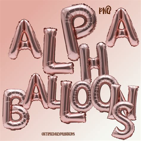 Alphabet Balloon Letters Alphabet Balloon Party Clipart Rose Gold