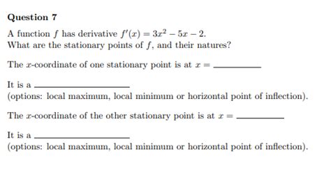 solved question 7a function f ﻿has derivative